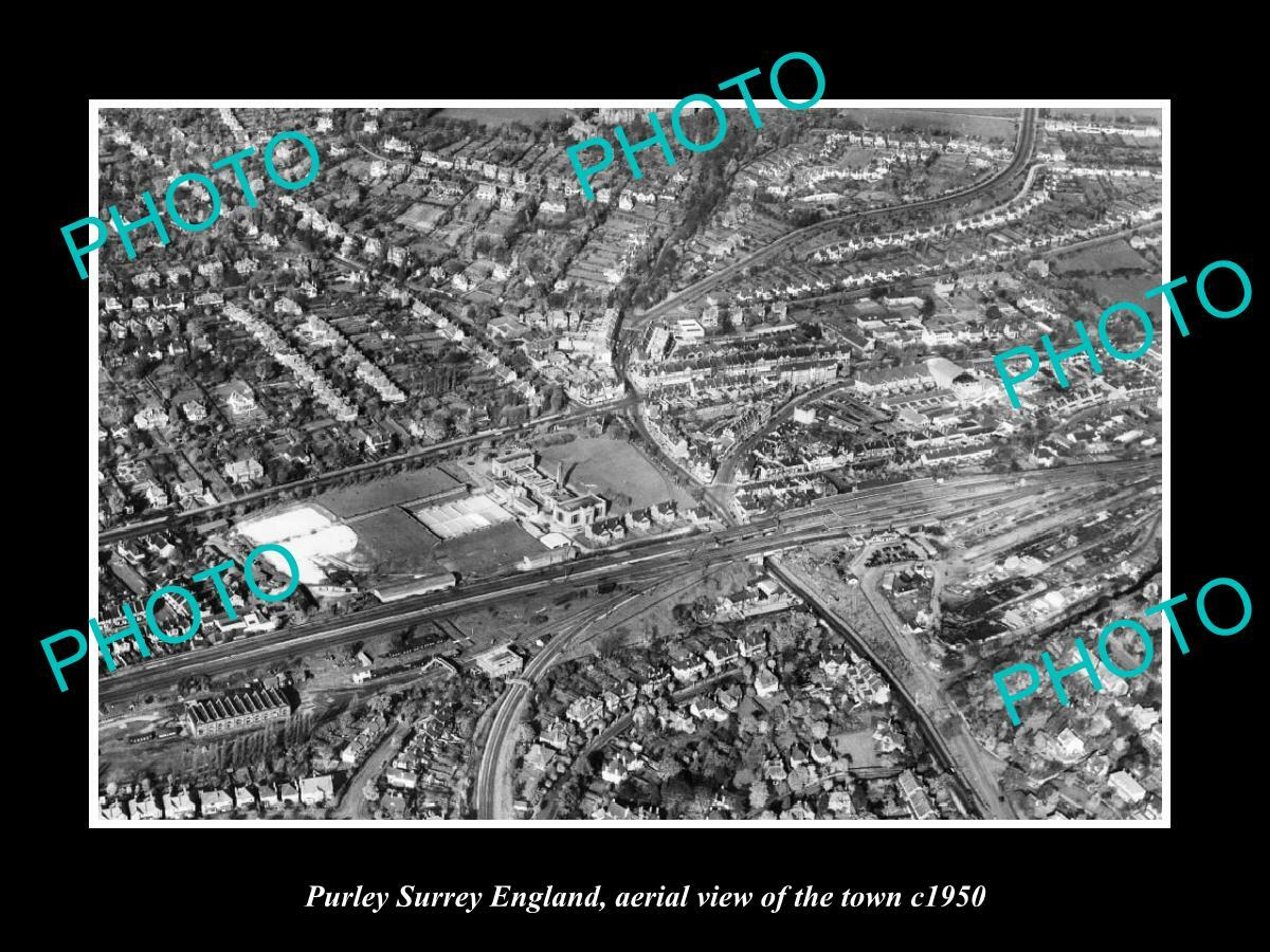 OLD 8x6 HISTORIC PHOTO OF PURLEY SURREY ENGLAND AERIAL VIEW OF TOWN ...
