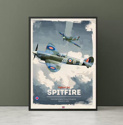 Supermarine Spitfire Poster - WWII Aviation Art, Battle of Britain ...