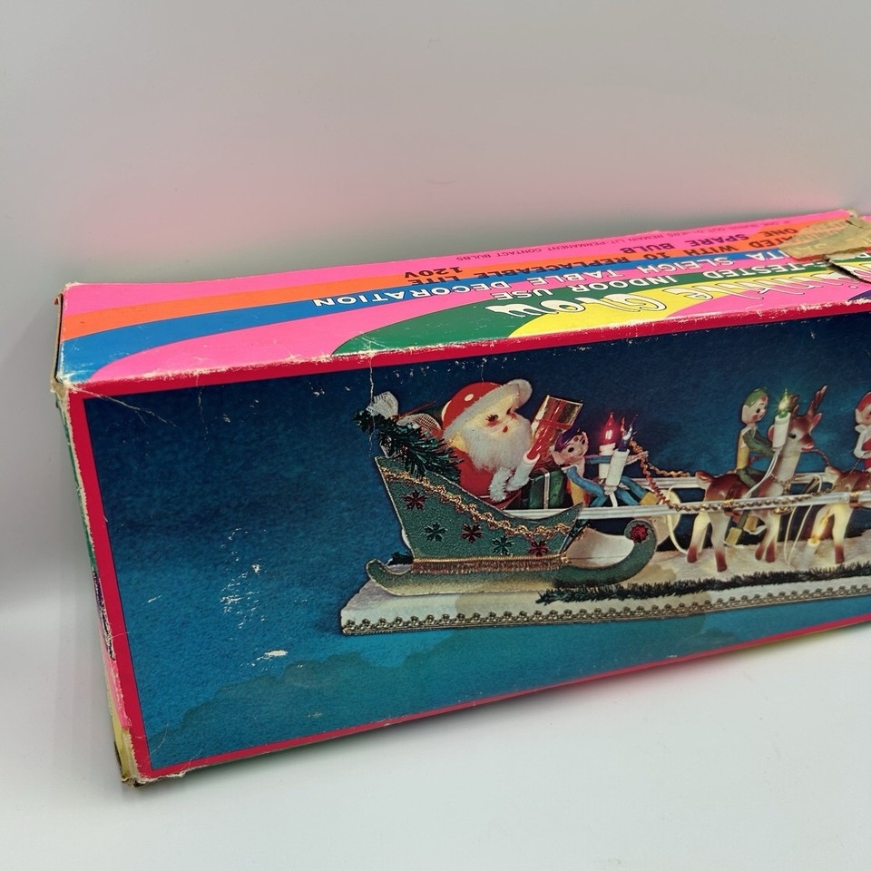 Vintage Twinkle Glow Electric Santa Sleigh Decoration With Original Box ...