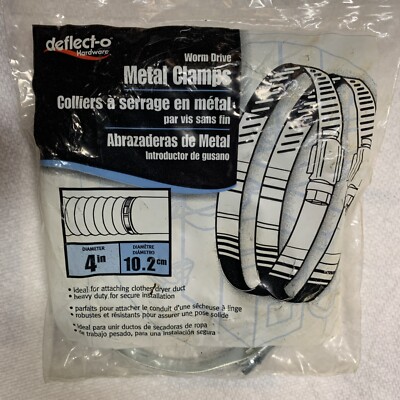 2 Pcs. 4” inch Stainless Worm Hose Duct Clamps For Flexible Ducting On ...