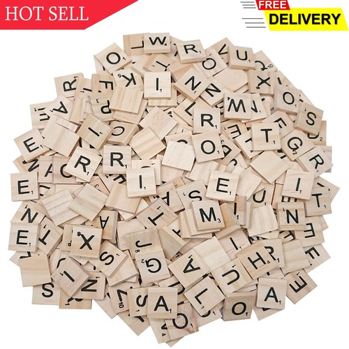 400 PCS Wood Scrabble Tiles DIY Wooden Scrabble Letters for Spelling ...