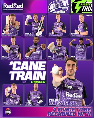 HOBART HURRICANES T20 2025 CRICKET TEAM PLAYER POSTER, BARGAIN ...