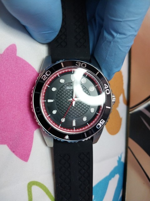 Bulova 98B260 43mm Stainless Steel Black Silver Case with Black Resin ...