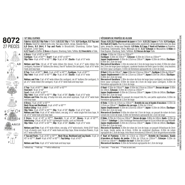 Simplicity 8072 18" Doll Clothes Sewing Craft Pattern Uncut 50s ...