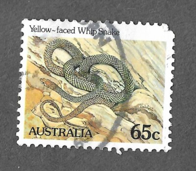 AUSTRALIA USED 65 CENT YELLOW FACE WHIP SNAKE POSTAGE STAMP | eBay