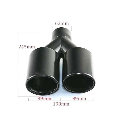 Universal Y Shape 63mm 2.5'' Dual Car Exhaust TWIN End Tip Muffler Tail ...