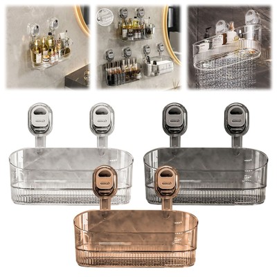 No Drill Bathroom Suction Storage Box Corrugated Suction Cup Storage ...