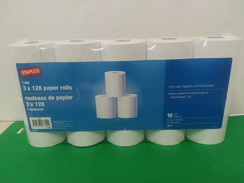 Staples 10 Rolls 3” X 128’ 1 Ply Paper Rolls For Cash Registers And POS ...