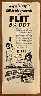 1948 Flit Bug Surface Spray Easy To Kill Many Insects Small 1/8-Pg VTG ...
