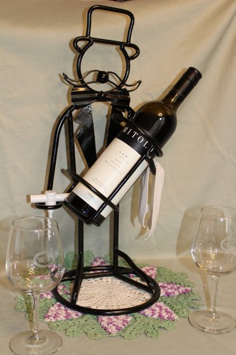 Handmade Wine Bottle Caddy, Top Hat Butler Solid Wire Welded Steel 20 ...