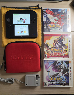 Nintendo 2DS Console Black and Blue Launch Edition and Pokemon Game Lot ...