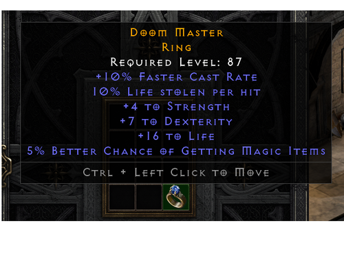 Buy Diablo 2: Resurrected | 10 FCR Ring 10 LL 4 STR 7 DEX 16 LIFE 5 MF ...
