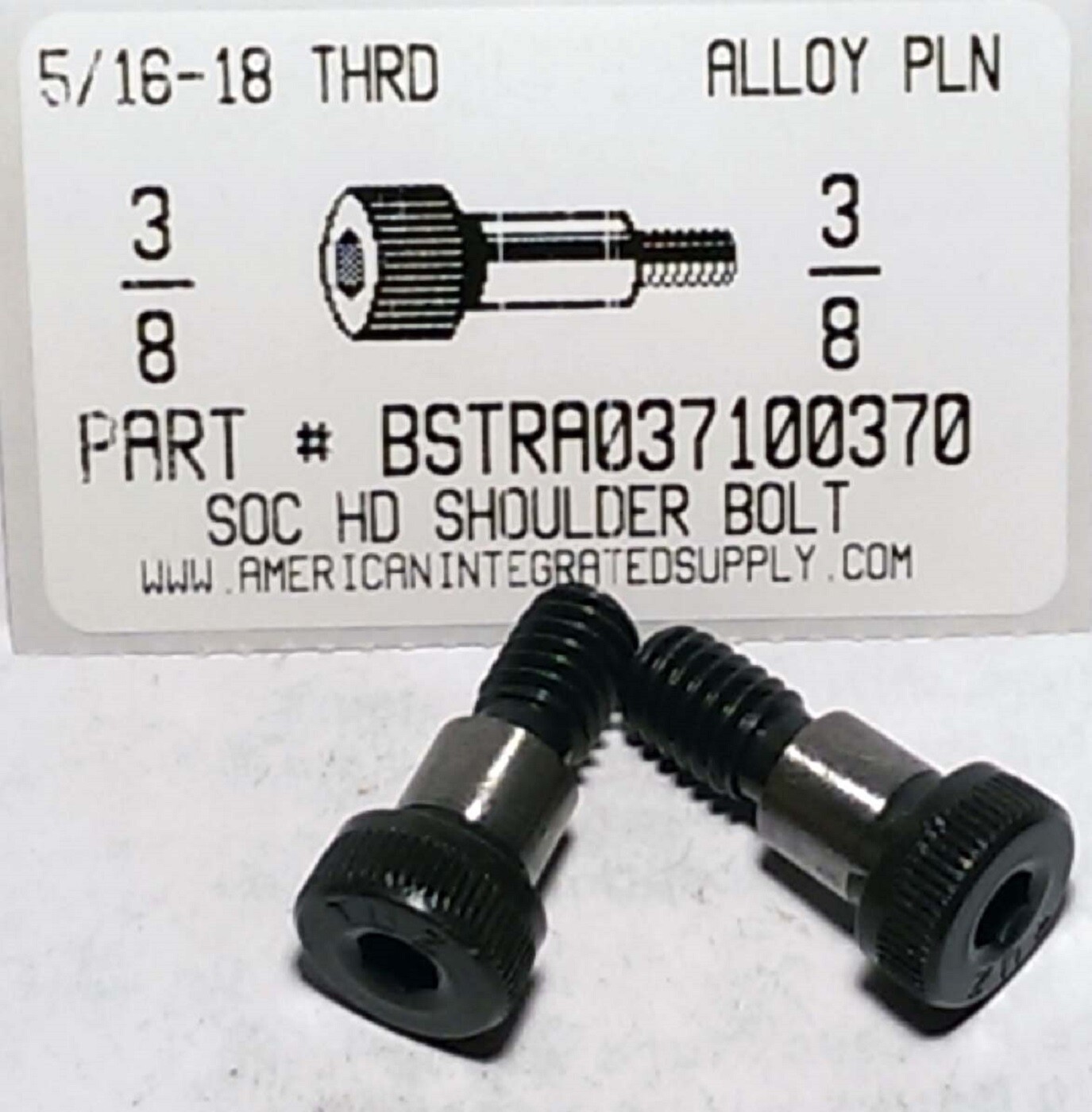 3/8X3/8 HEX SOCKET HEAD SHOULDER BOLTS ALLOY STEEL PLAIN 5/16-18 THREAD ...