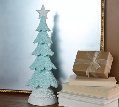 White Icing Fancy Snowy Gingerbread Lace Tree Valerie 18" Blue H427154 ...