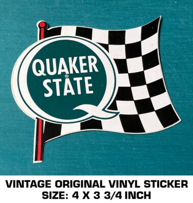 QUAKER STATE FLAG MOTOR OIL VINTAGE ORIGINAL VINYL STICKER DECAL | eBay