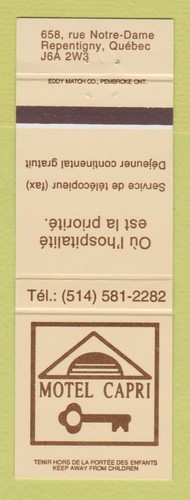 Matchbook Cover - Motel Capri Repentigny QC | eBay