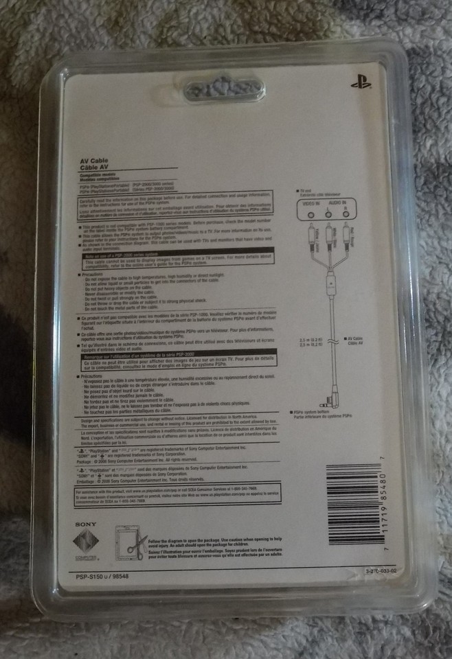 PSP Sony Component AV Cable (PSP-2000/3000 Series) Yellow Box Version ...