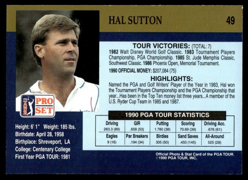 1990 PGA TOUR PRO SET HAL SUTTON #49 | eBay