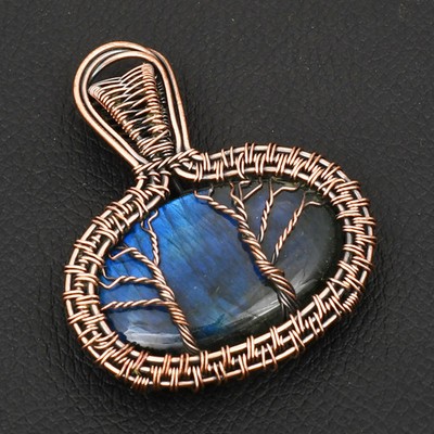Tree Of Life Labradorite Gemstone Copper Wire Pendant Jewelry 2.12" AP ...