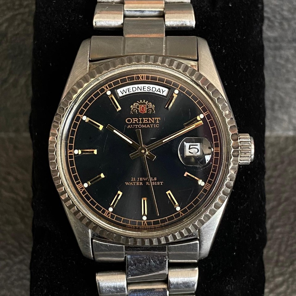 Rare ORIENT President Automatic 46E701-91 Black Dial 1980s Watch Men ...