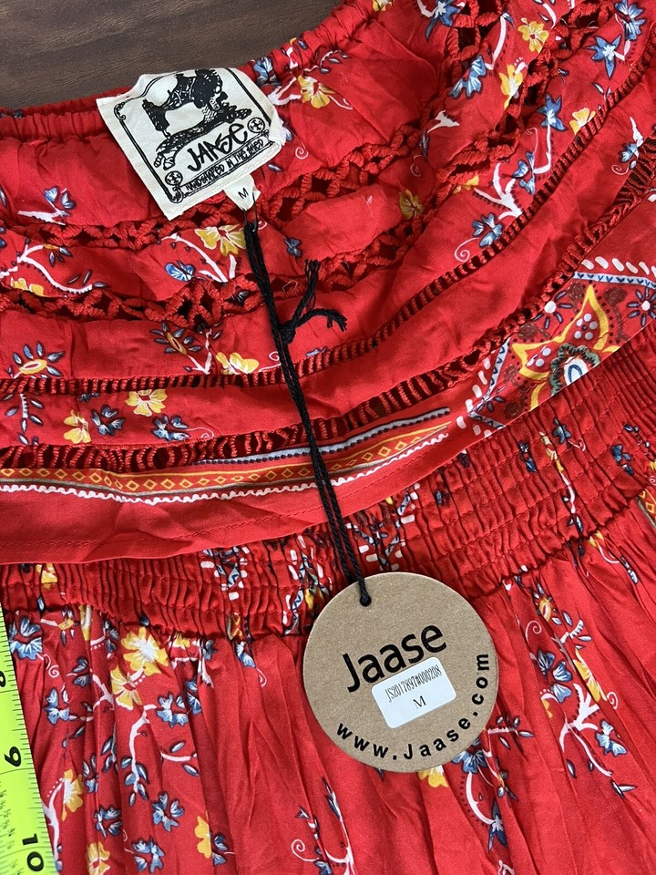 Jaase Red Floral Off The Shoulder Smocked Maxi Dress Size Medium NWT | eBay