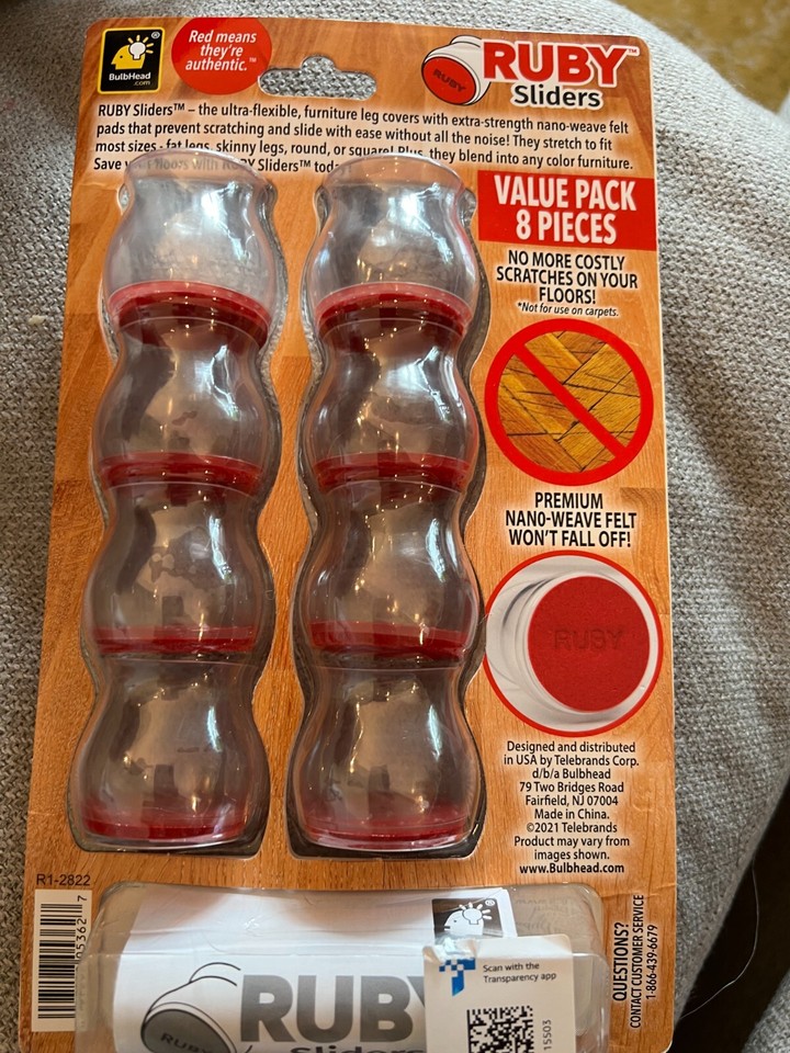 Ruby Sliders Flexible Chair Covers Protector Value Pack 8 Pieces Bulb Head open | eBay