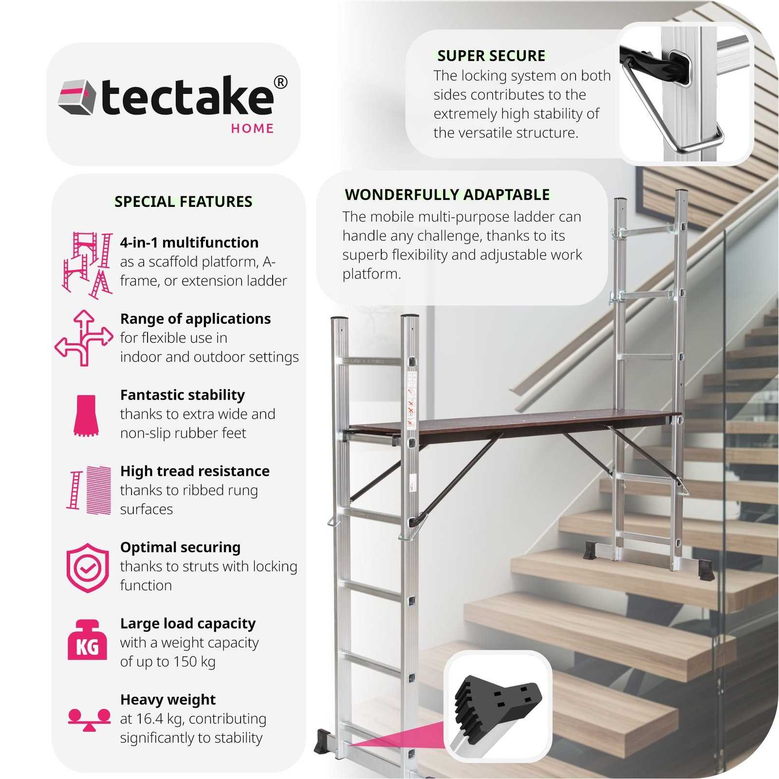 TecTake Multi-purpose Ladder with Scaffold for sale online | eBay