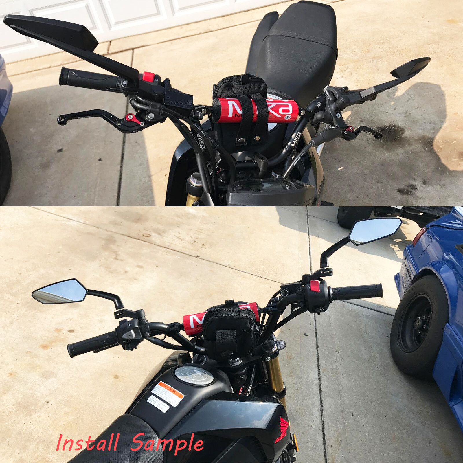 For 2017 2018 2019 Honda Grom 125 Black Motorcycle Side Mirrors Wing ...