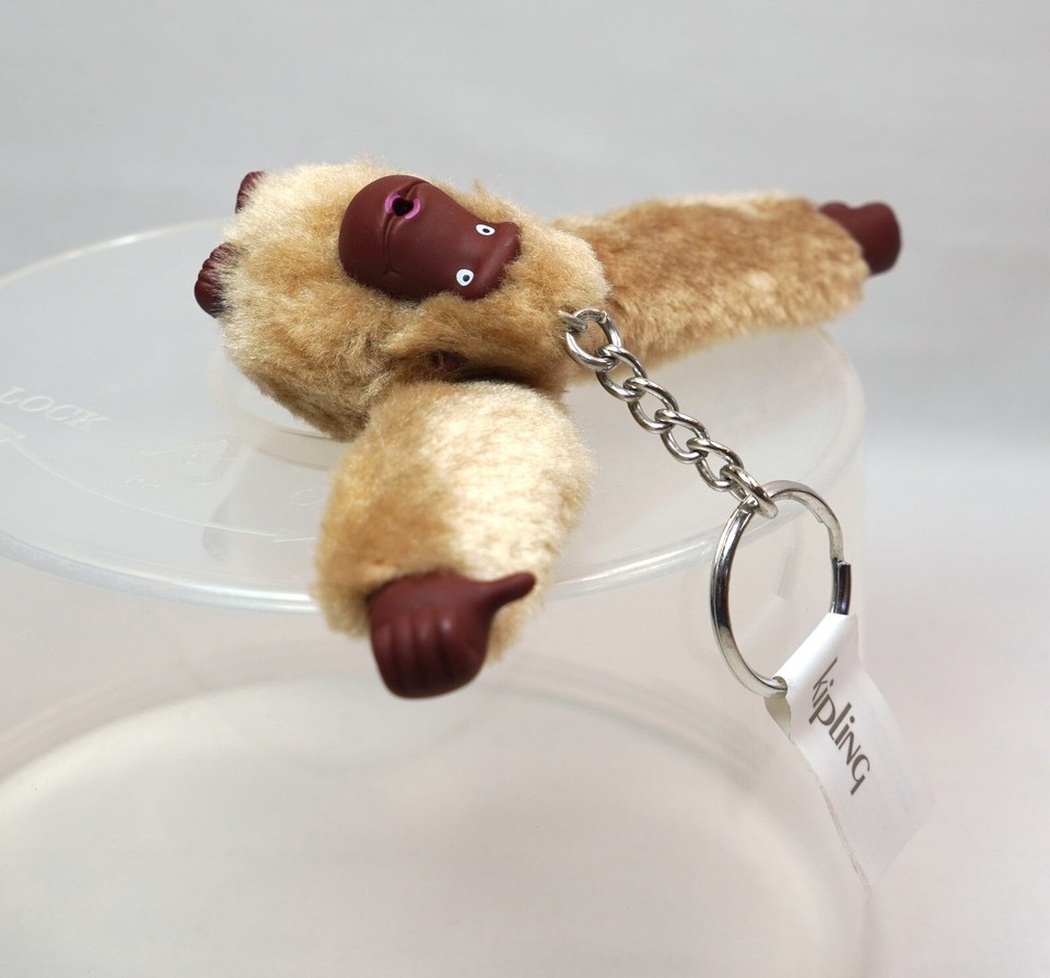 NWOT Kipling Fuzzy MONKEY BAG CHARM KEY CHAIN "INES" Tan | eBay