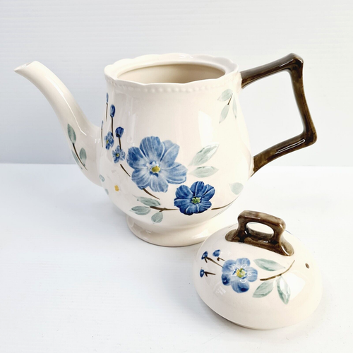 Cameo Florals Oven To Table Blue Floral Ceramic Tea Pot Embossed ...