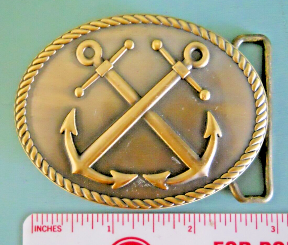 CROSSED ANCHOR BELT BUCKLE, 3" BRASS FINISH (NEW IN PACKAGE) | eBay