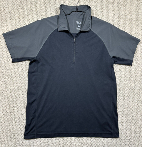 Mountain Hardwear Justo Trek Polo Shirt Mens Large Black 1/4 Zip Hiking ...