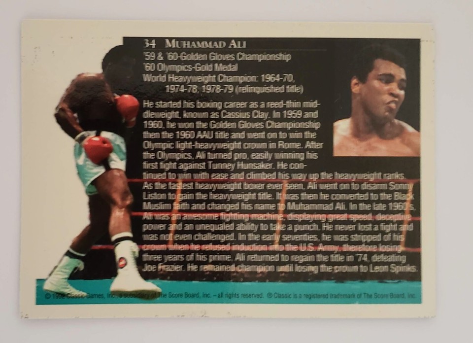 Muhammad Ali 1992 Classic Games Cards - World Class Athletes HOF Boxing ...