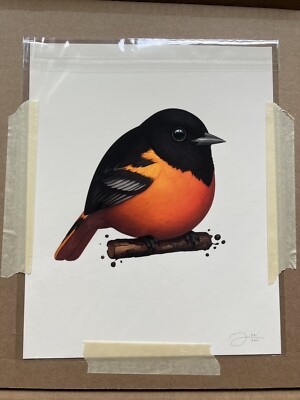 Mike Mitchell print Oriole II (2021) Fat Bird series signed numbered ...