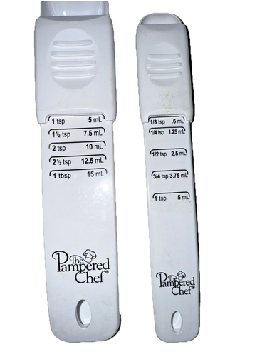 Pampered Chef Adjustable Measuring Spoons Set of 2 Sliding 1/8 Tsp - 1 ...