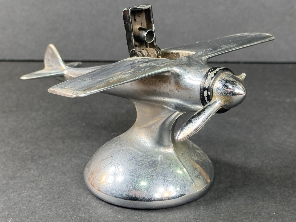 Vtg Chrome Airplane Table Lighter Base Made in USA - As Is | eBay