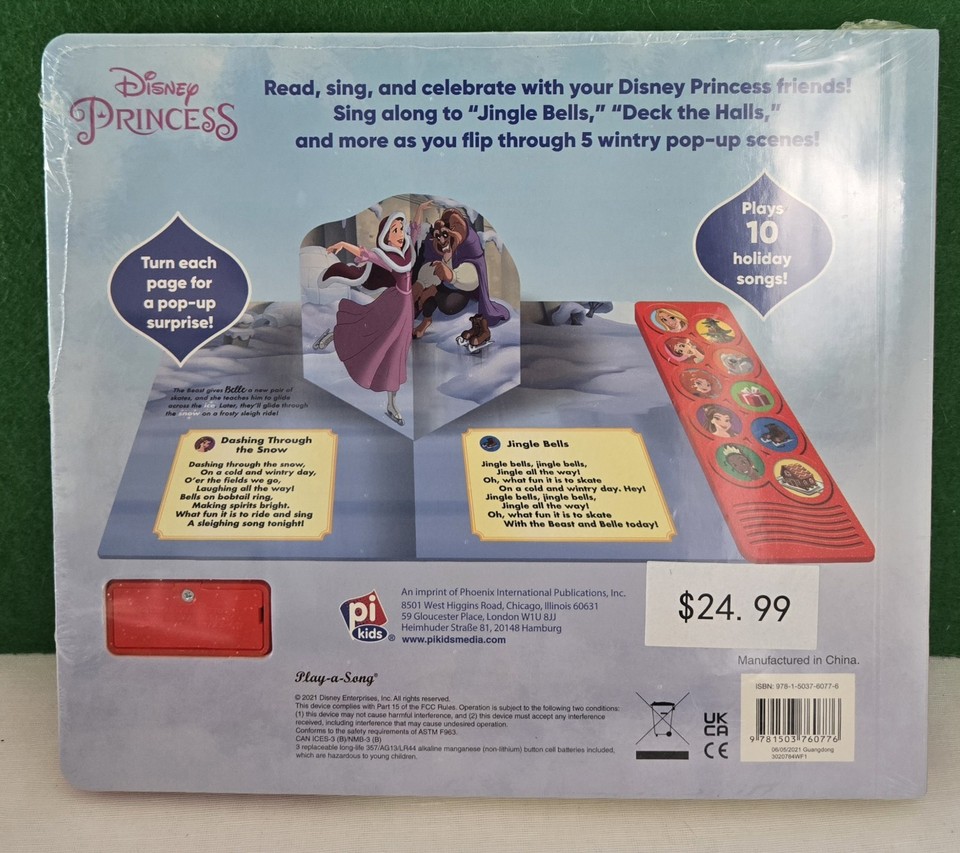Disney Princess Holiday Magic A Pop-Up Songbook Plays 10 Songs.2021 New ...