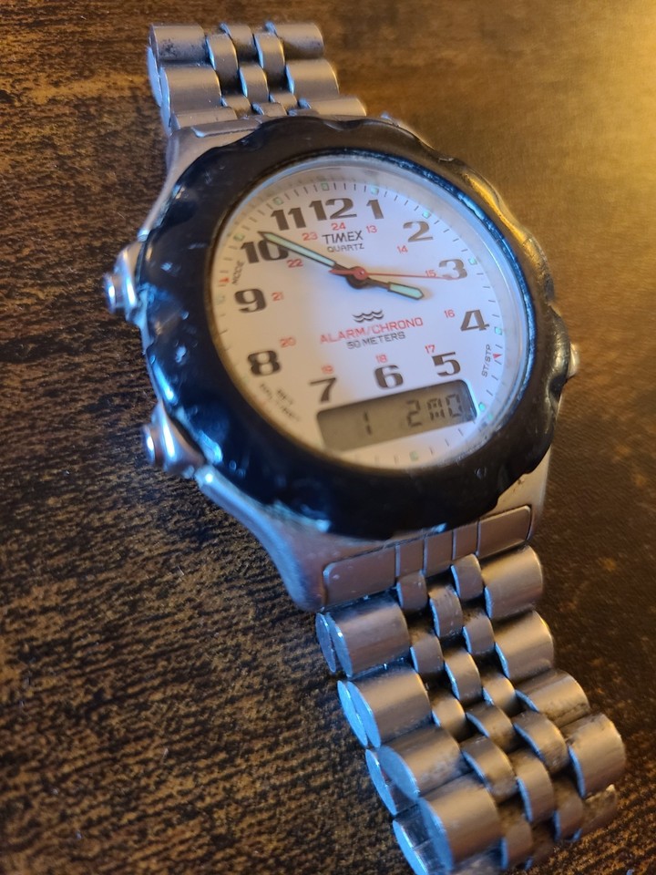 O39 Timex Alarm/Chrono WR50m Watch Diver 40mm Mens Tested/works New ...