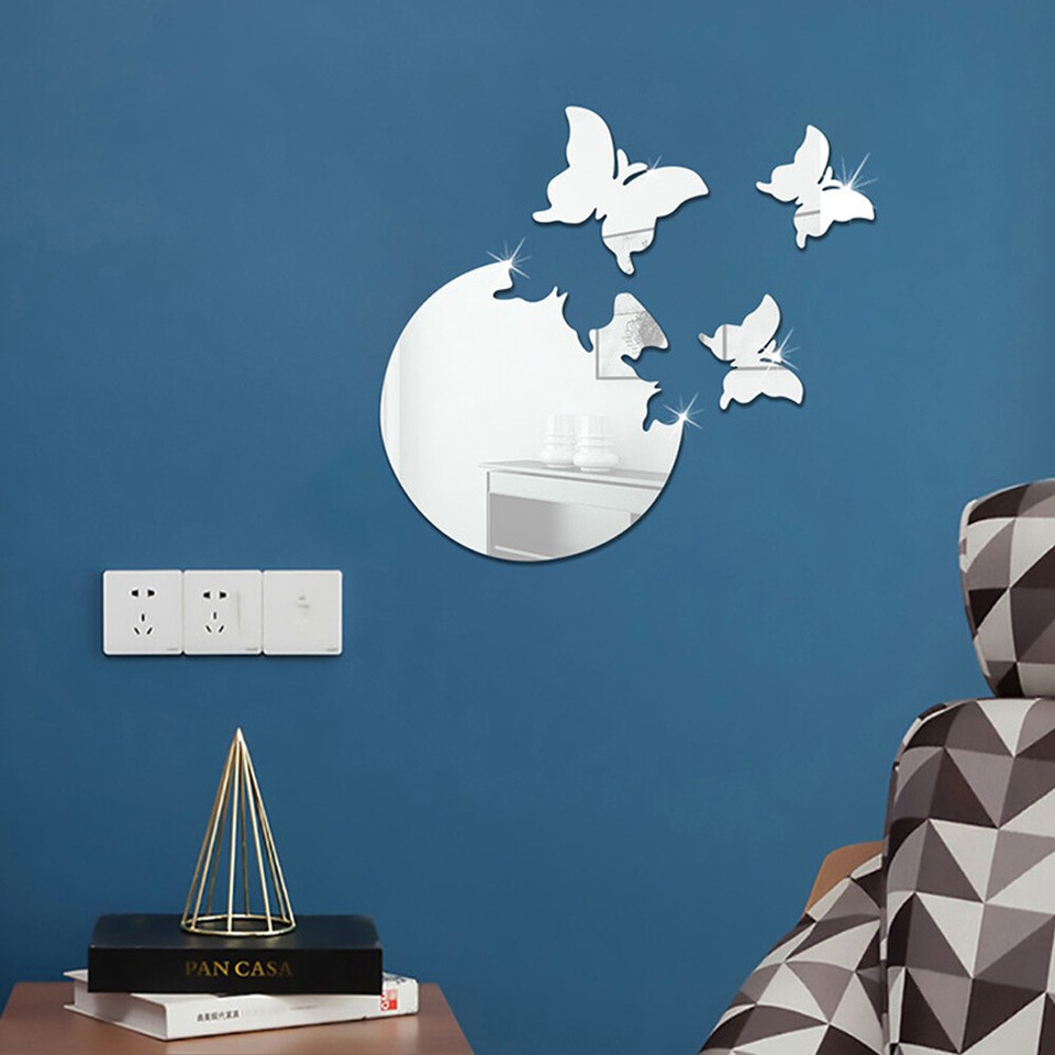 3D Mirror Butterflies Wall Sticker DIY Removable Decal Home Room Art ...