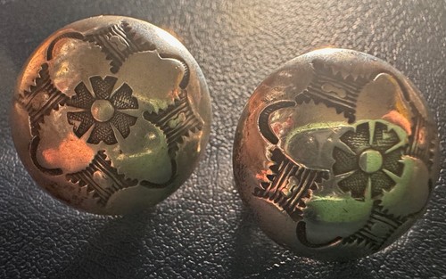 Navajo Textured Dome Button Hand Constructed & Stamped Earrings Omega ...