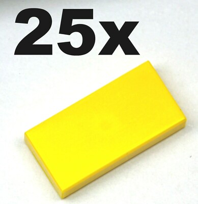 NEW LEGO - TILES - 1 x 2 - Yellow tile x 25 - 1x2 smooth flat tiled | eBay