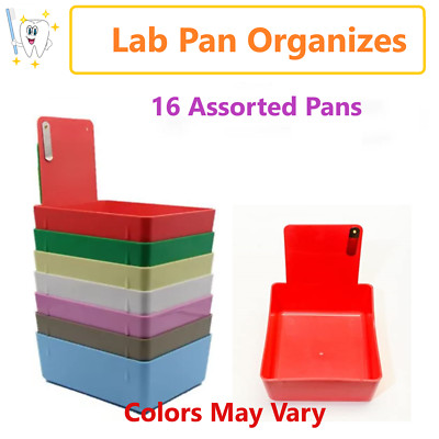 16/Box Standard Dental Lab Pans 7" x 5¾" x 2½" Plastic With Stainless ...