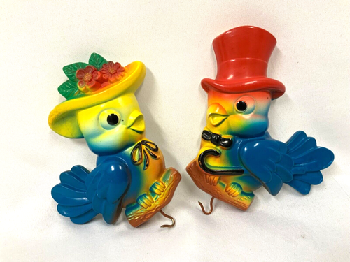 Vintage Pr 1972 Miller Studios Mr. & Mrs. Bluebirds Chalkware Wall ...
