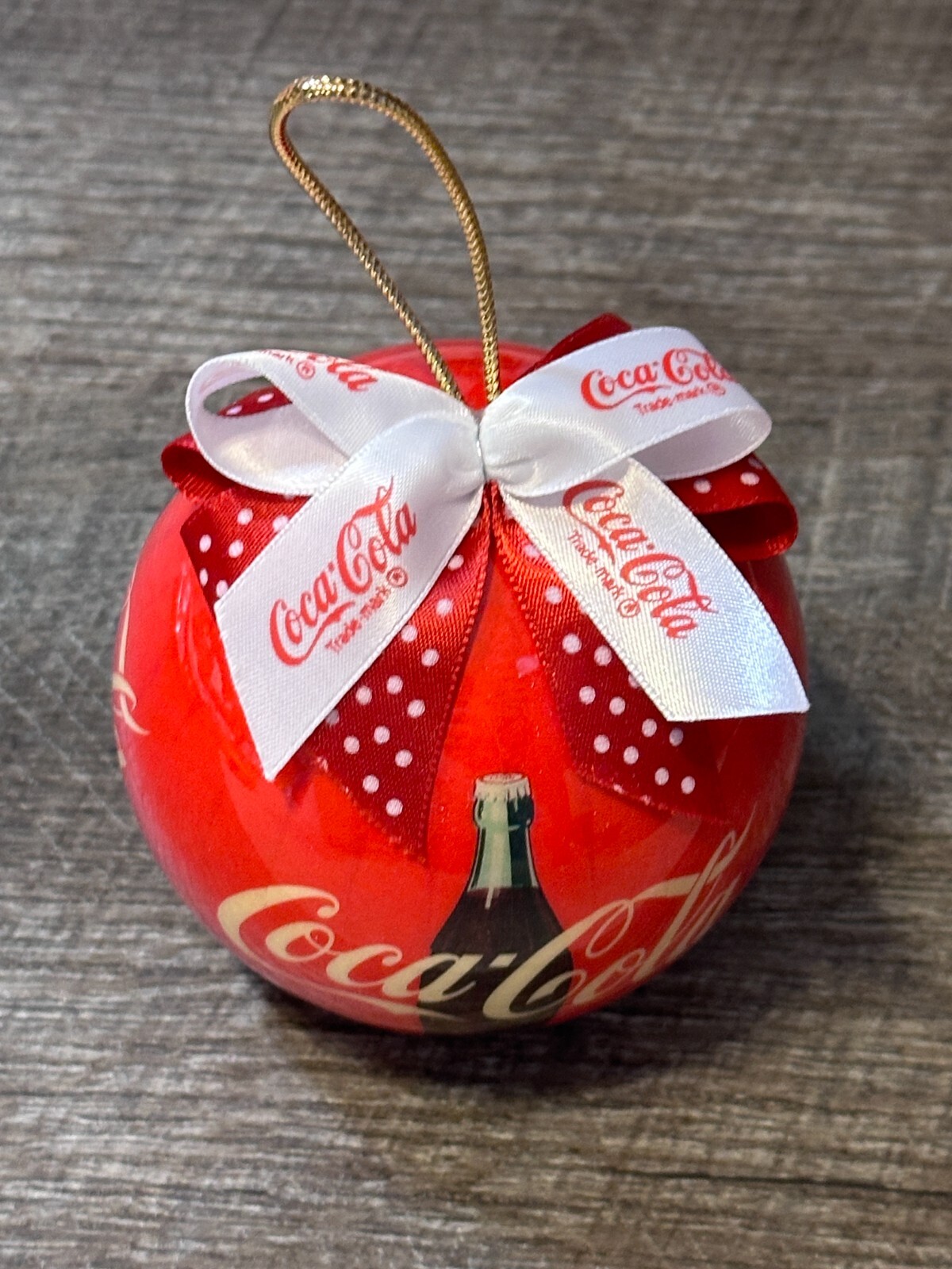 1993 Coca Cola Christmas Tree Ornament Red Ball With Bows Coke Bottles ...