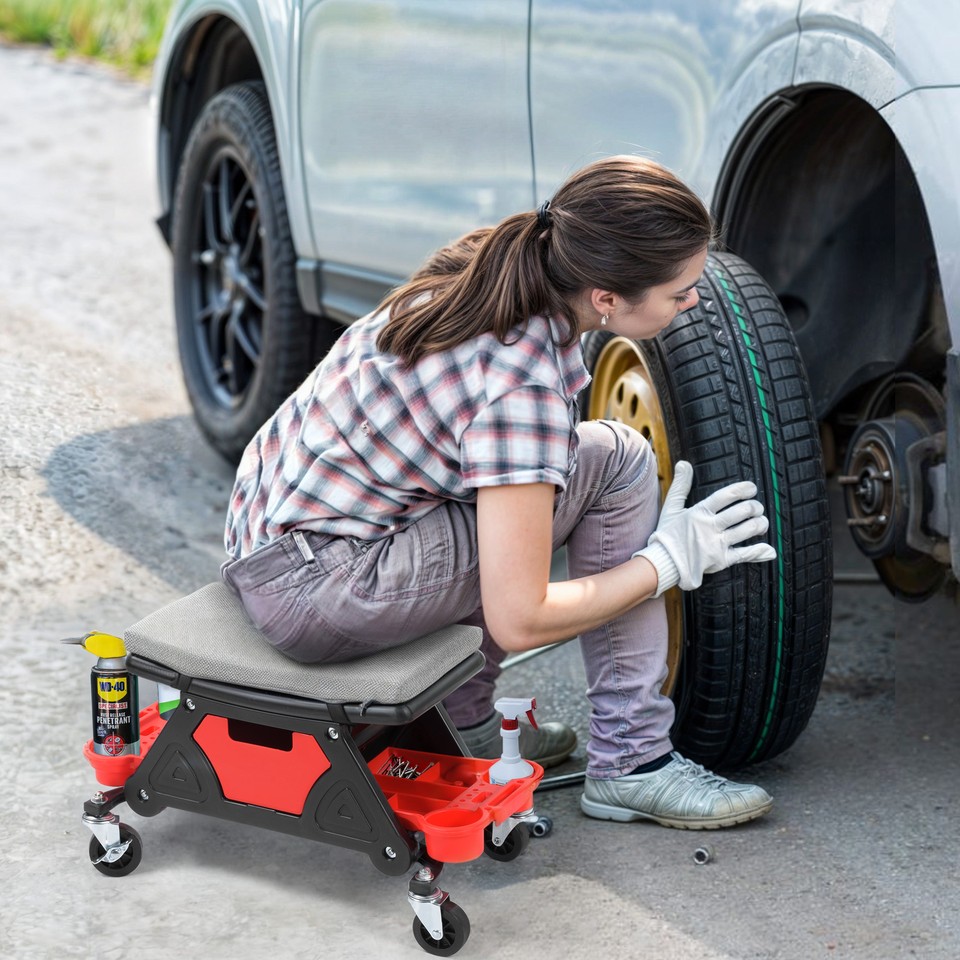 330LBS Rolling Mechanic Seat Garage Stool Detailing Creeper w/ Wheel ...