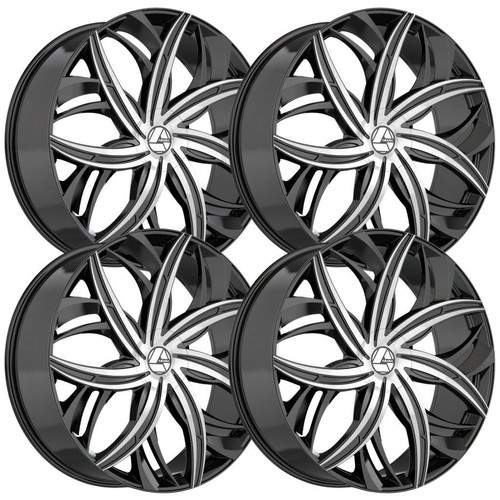 (Set-4) Azara AZA-541 22x9.5 5x115/5x120 15mm Black Machined wheels ...