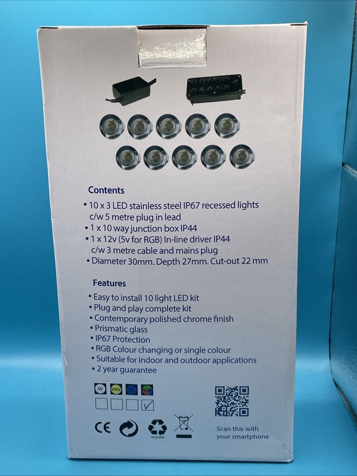 GAP Lighting LED Mini Deck Light Kit Plug and Play LED-RGB ip67 10 Pack ...