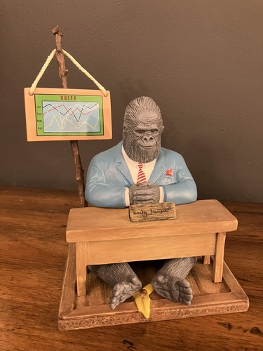 NEW- Will Bullas Sculpture “Monkey Business” Pearl Bisque Sales Ape ...