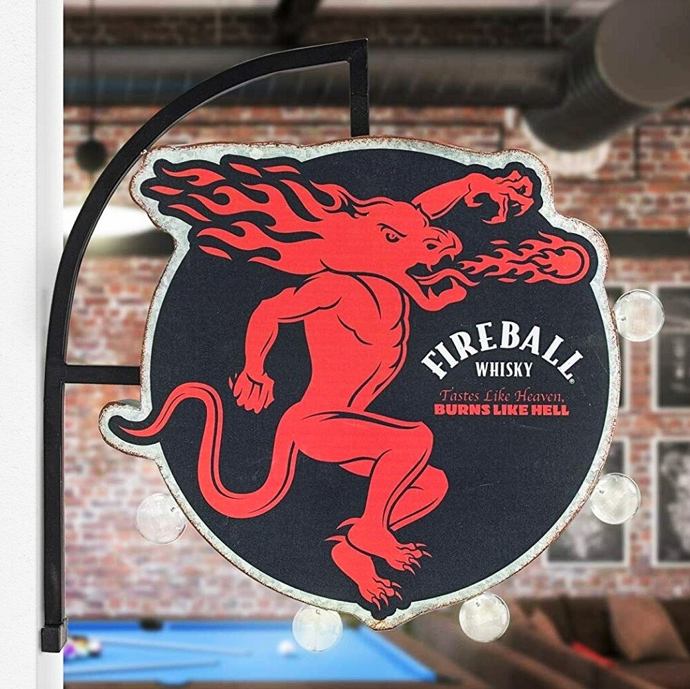 Fireball Whisky LED Hanging Sign - Double Sided Light - Burns Like Hell ...
