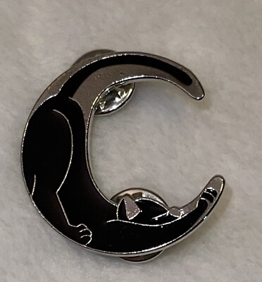 Crescent Moon Cat Stretching Enamel Pin | eBay
